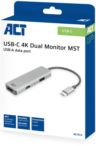 Adapter ACT USB-C 4K multiport voor 2 HDMI monitoren - Datas Kantoor ...